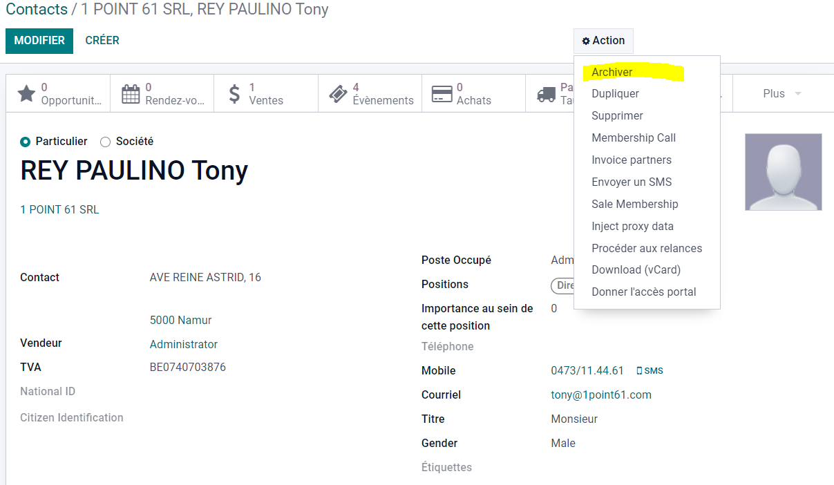 Suppression/Archivage d'une personne de contact | MyCCI